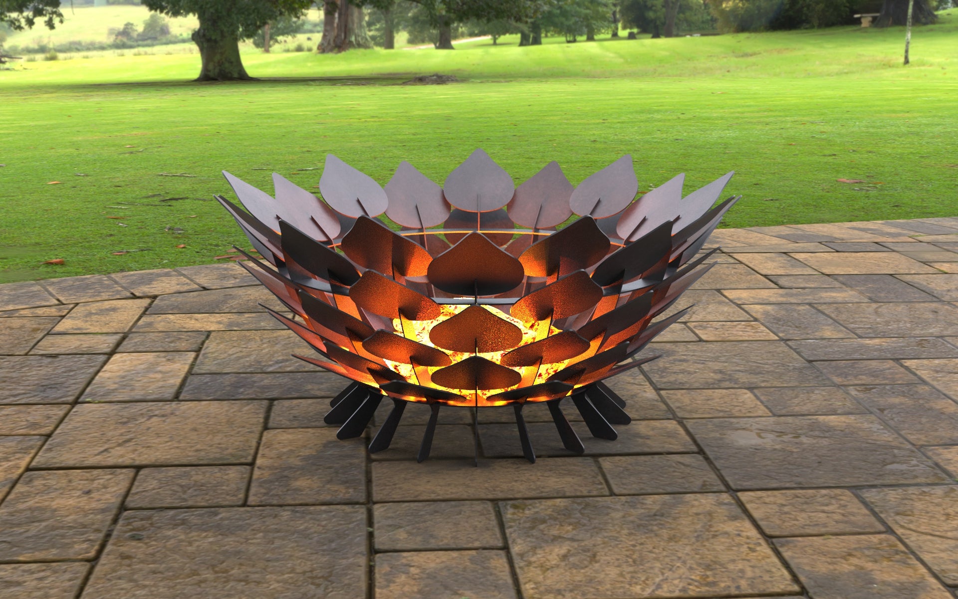 Open Leaf 42” with Design Outdoor Firepit – South Jersey Custom Metal ...